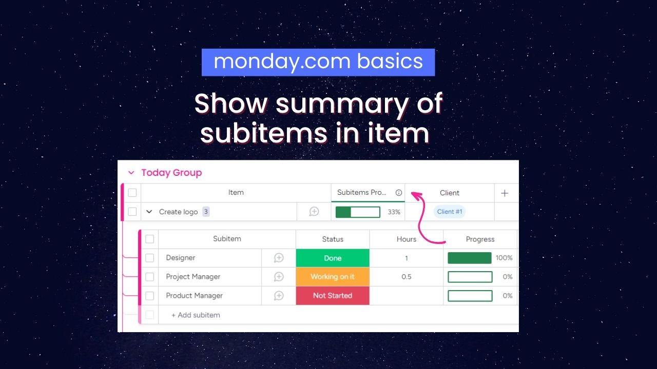 How to Roll up subitem column summary to parent item | Simpleday Solutions