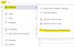 How to Roll up subitem column summary to parent item | Simpleday Solutions