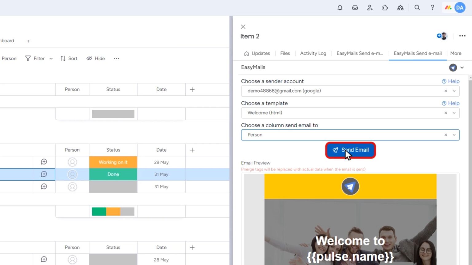 Design and Send Emails with EasyMails in monday.com | Simpleday